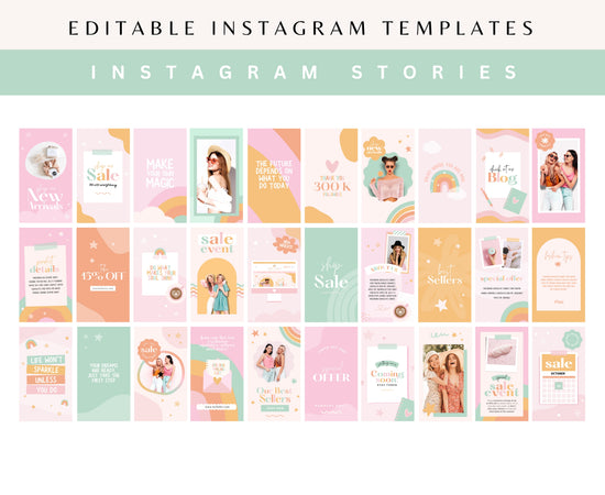 Rainbow Instagram Post & Story Templates - Editable Canva Bundle ...