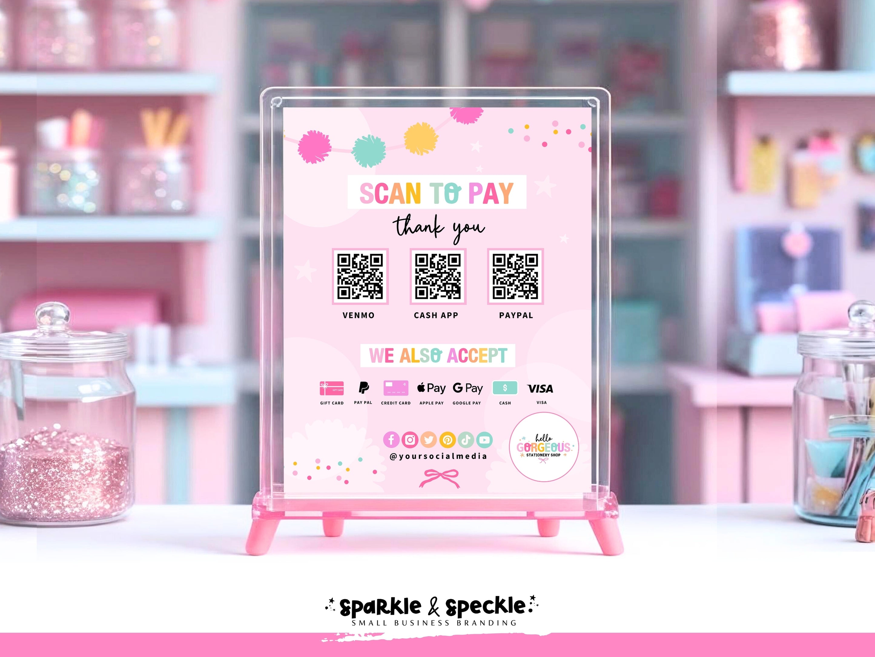 Scan to Pay Canva Template - Pastel Payment Sign – Sparkle & Speckle